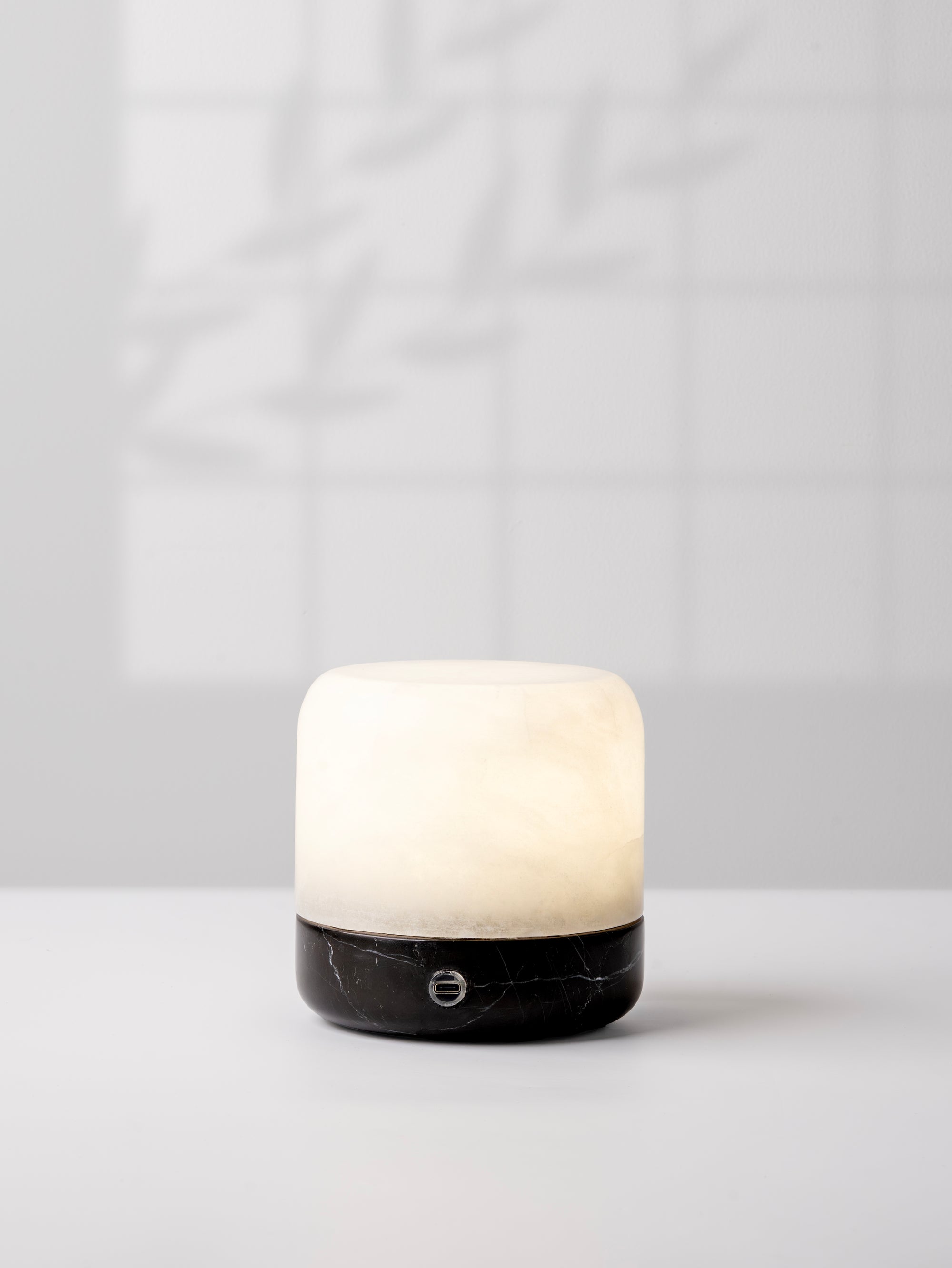 Alabaster Watermark Stone Portable Light with Marquina Marble Base ...
