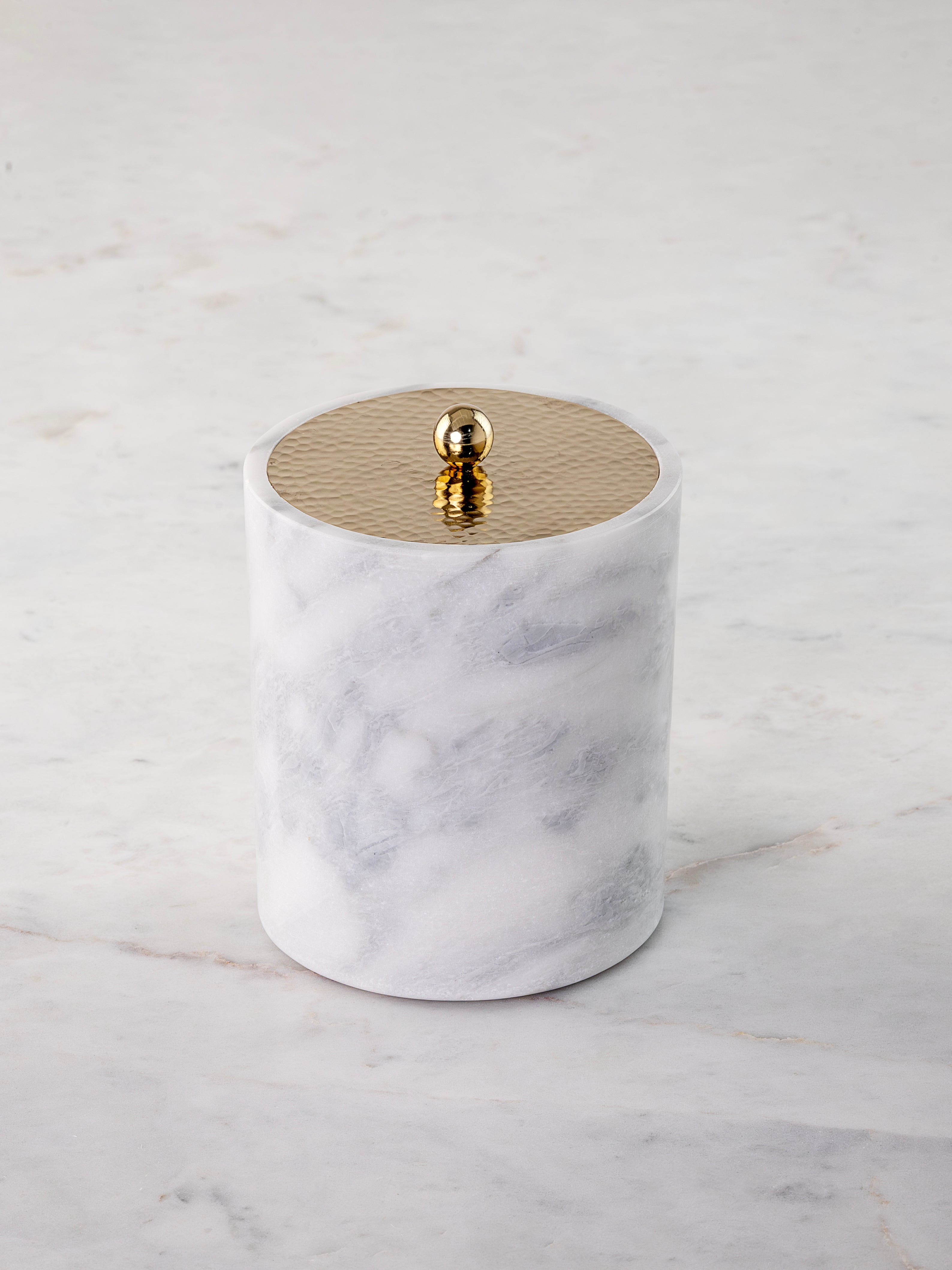 Italian Marble Canister with Brass finish plate - Organic Home